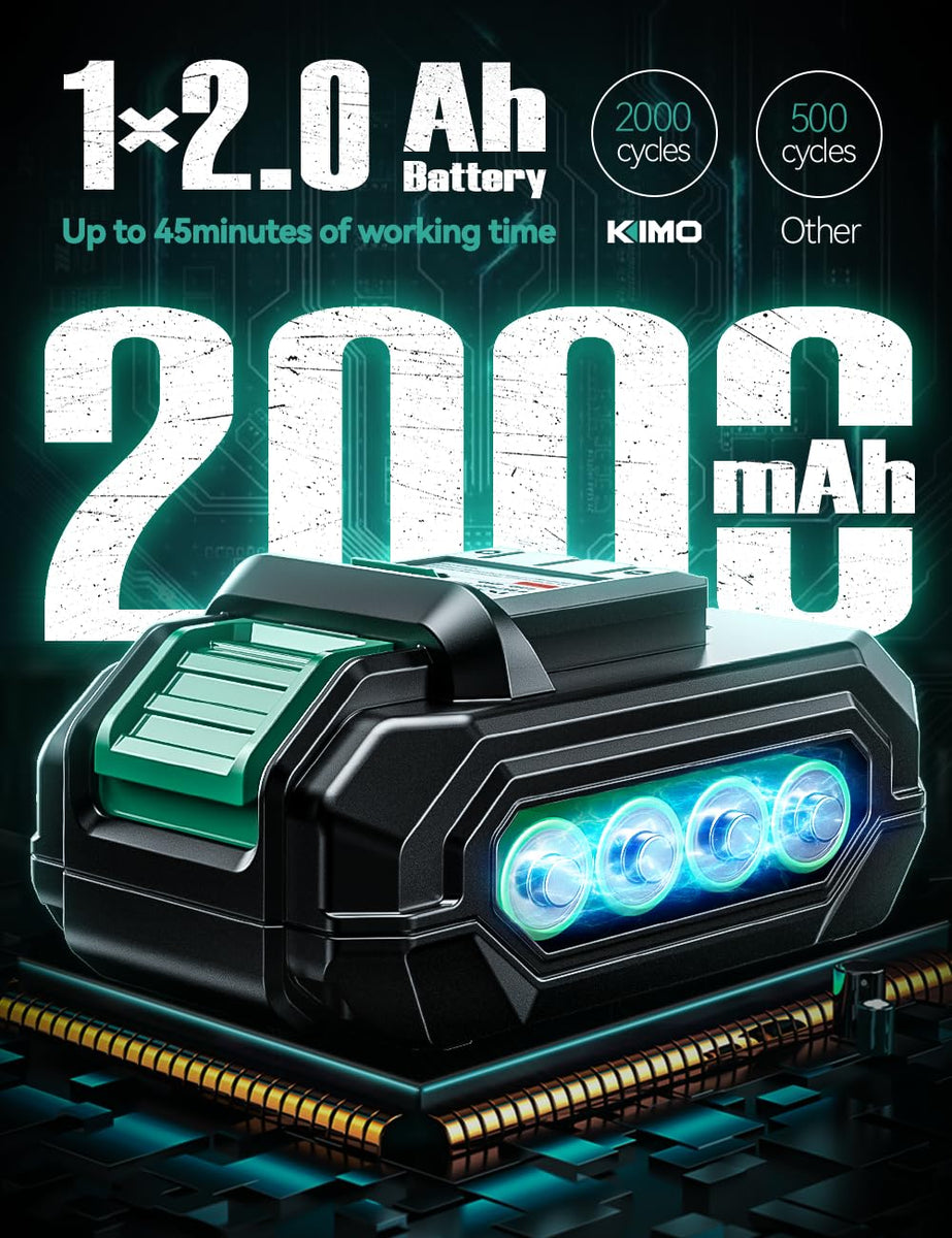 KIMO 20V Cordless Drill Set with 2.0Ah Battery, Max 350 In-lb Torque,