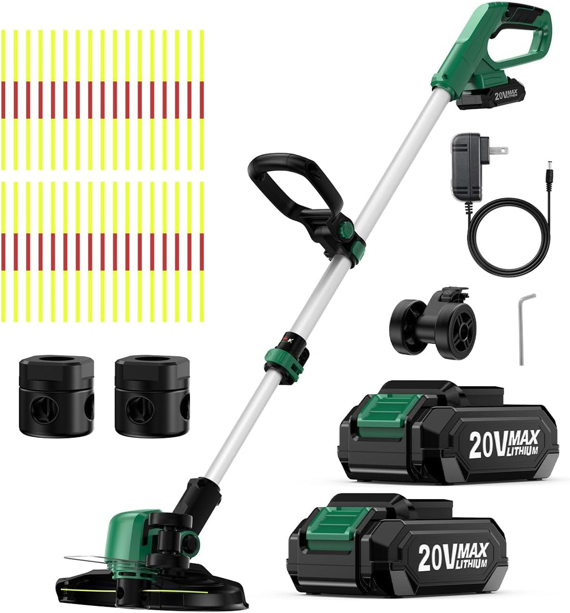 KIMO Weed Wacker Battery Powered w/ 2 x 2.0Ah Batteries, 2-in-1 String